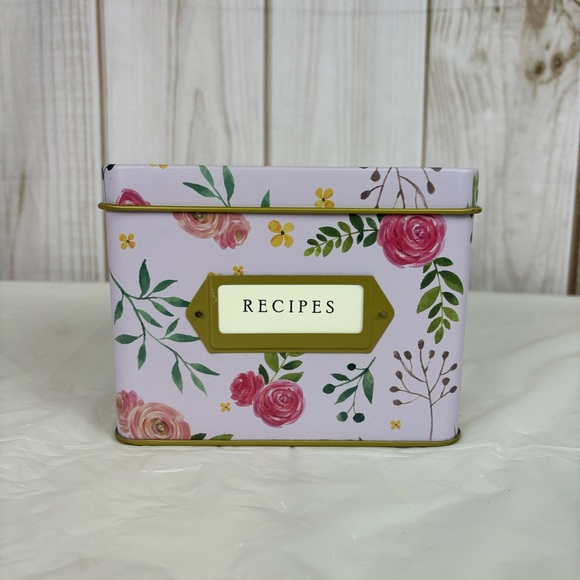 Kitchen | 318 New Jot Mark Recipe Tin With Lid Pink Peonies | Poshmark